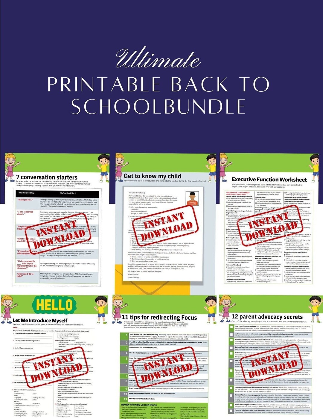 10 File - ADHD ODD Back to School Introduction Kit - Printable Instant ...