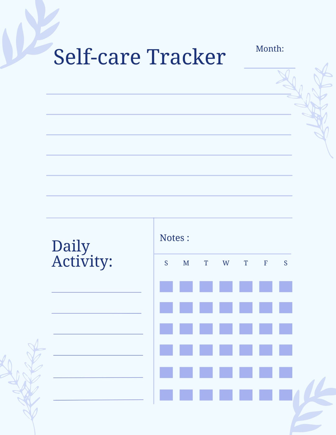 Printable Self-care Tracker and Journal - Etsy Canada