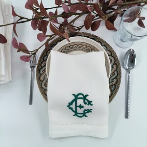 Double Lettered Monogrammed Linen Napkins, Custom Wedding Linen Napkin ...