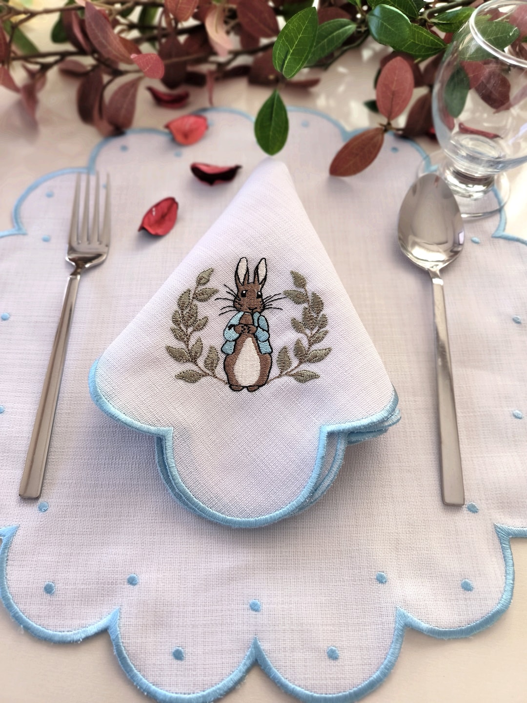 Easter Bunny Linen Napkin, Easter Trend Napkins, Happy Easter ...