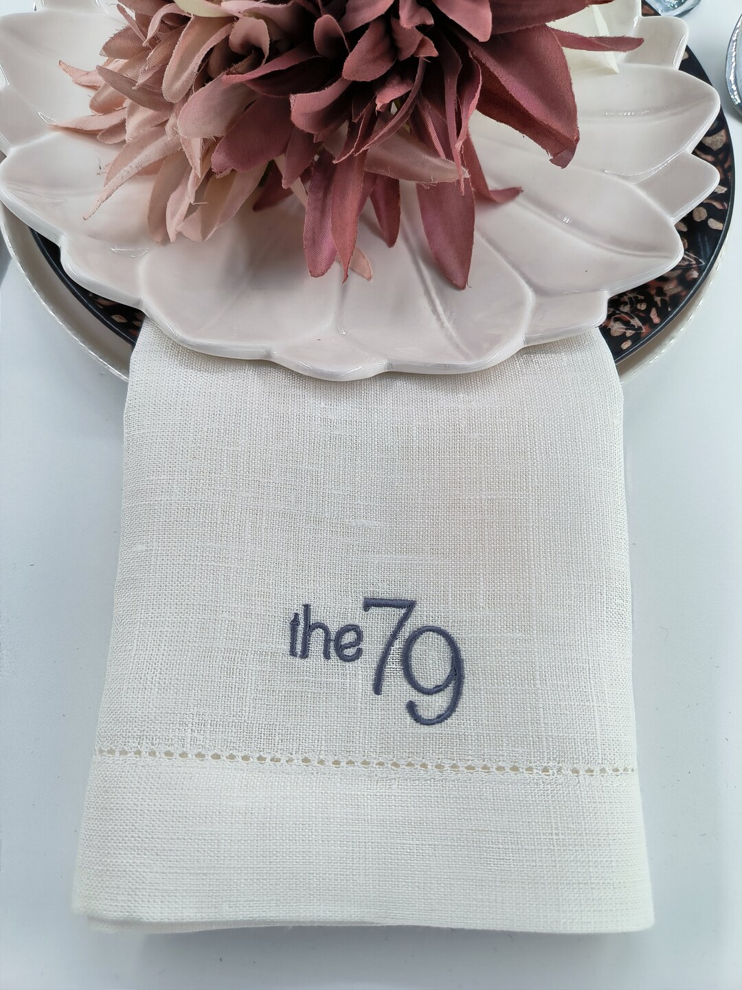 Custom Monogrammed Linen Napkin, Wedding Linen Napkin, Embroidered ...