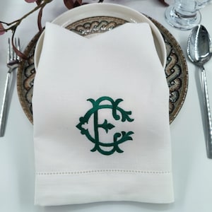 Double Lettered Monogrammed Linen Napkins, Custom Wedding Linen Napkin ...