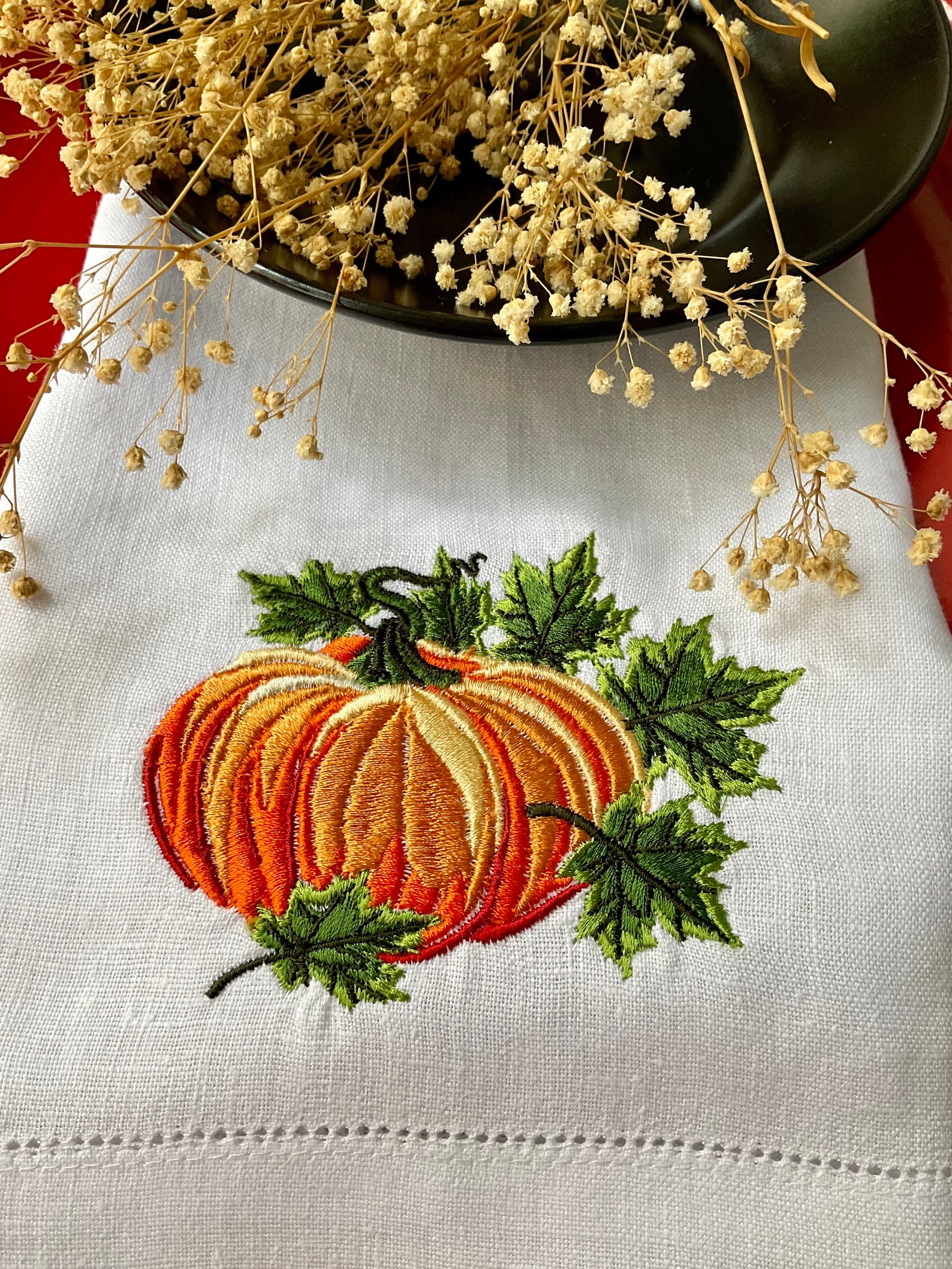 Cloth Embroidered Witch Ghost Pumpkin Bat Napkins Set, Halloween Fall ...