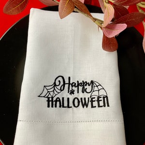 Cloth Embroidered Witch Ghost Pumpkin Bat Napkins Set, Halloween Fall ...
