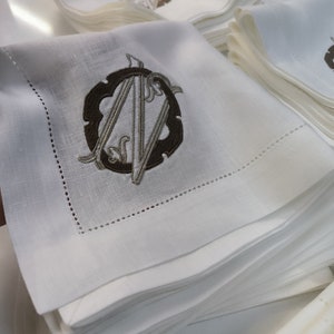 Custom Logo Embroidered Luxury Linen Napkin,double Lettered Monogrammed ...