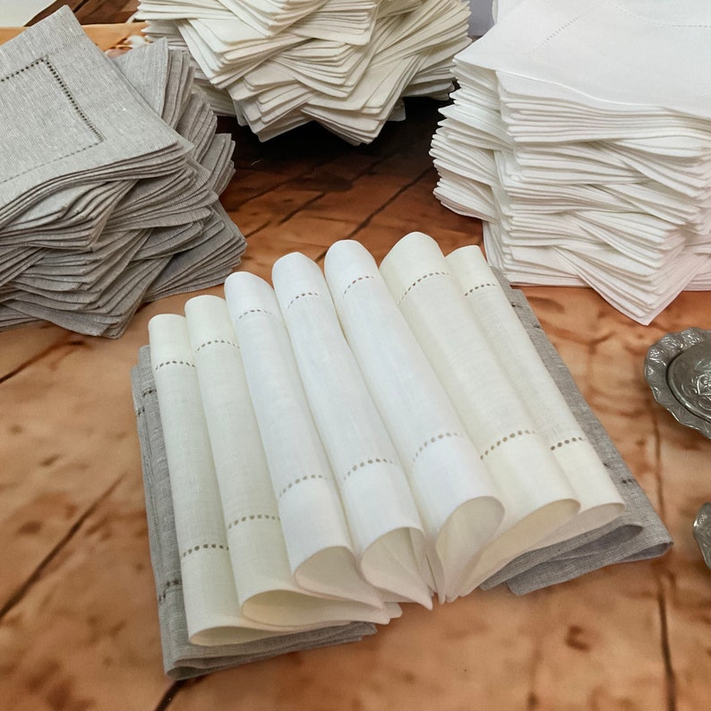 Festive Linen Cocktail Napkins With Embroidered Christmas Trees Get ...