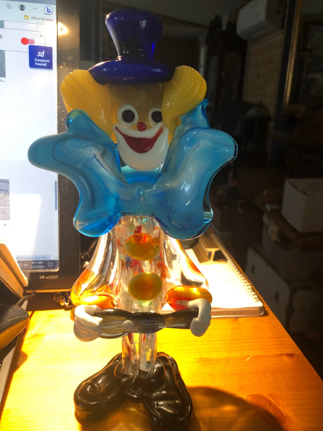 Murano Hand Blown Glass Clown With Guitar 12 Tall - Etsy