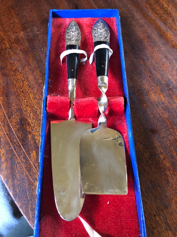 Bombay Boba at Vintage Rosewood and Bronze Serving Set - Etsy