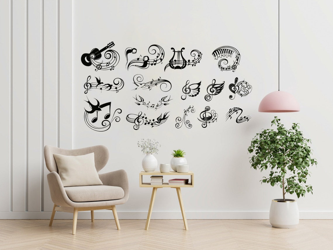 Music Notes, Music Notes Svg, Notes Dxf, Music Dxf, Svg, Eps, Png Files ...