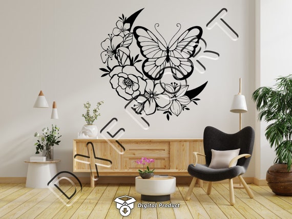 Mariposa con flores Dxf File Butterfly Svg Butterfly Dxf - Etsy México