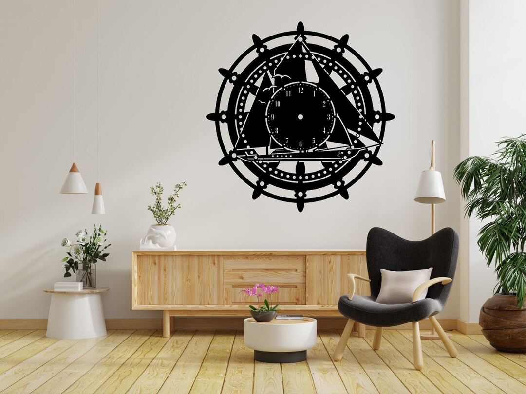 Sailboat Wall Clock Dxf, Wall Clock Decor, Dxf, Svg, Eps, Png Files ...