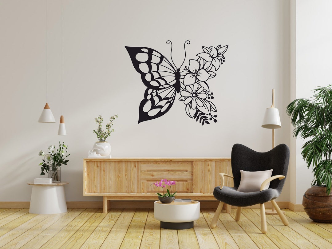 Butterfly Dxf File, Butterfly With Flowers Svg, Butterfly Svg, Animal ...