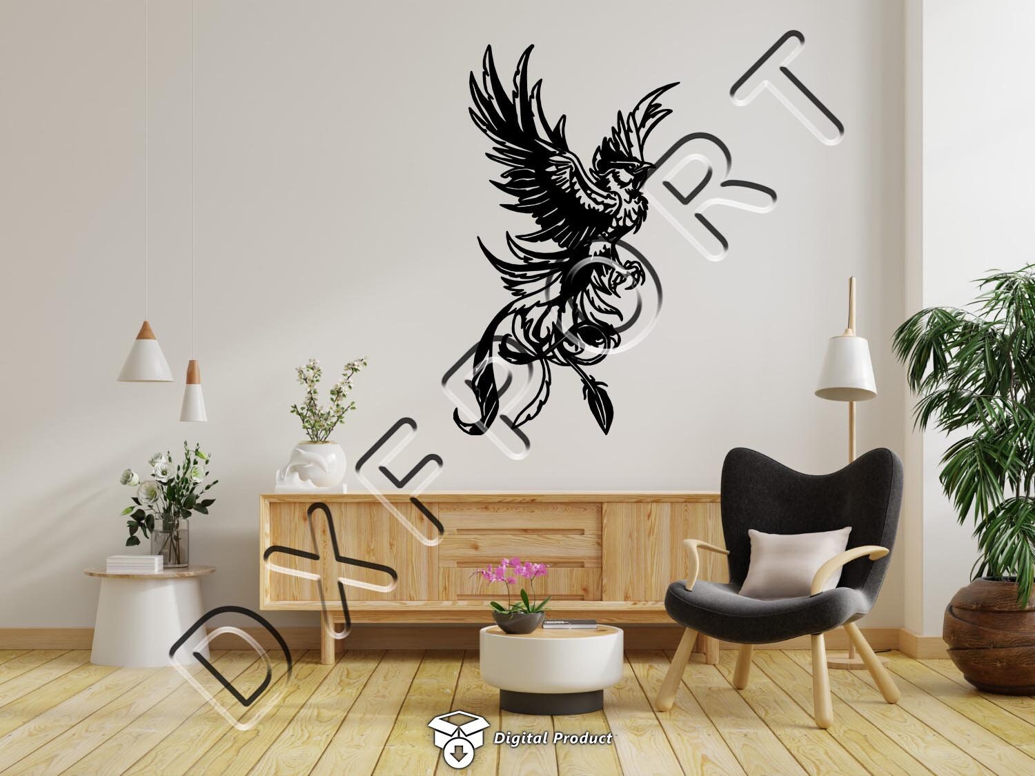 Phoenix Eagle Dxf File, Phoenix Silhouette, Bird Dxf, Dxf, Svg, Eps ...