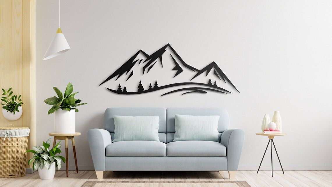 Mountain Dxf, Mountain Silhouette Dxf, Mountain and Trees Dxf, Svg, Eps ...