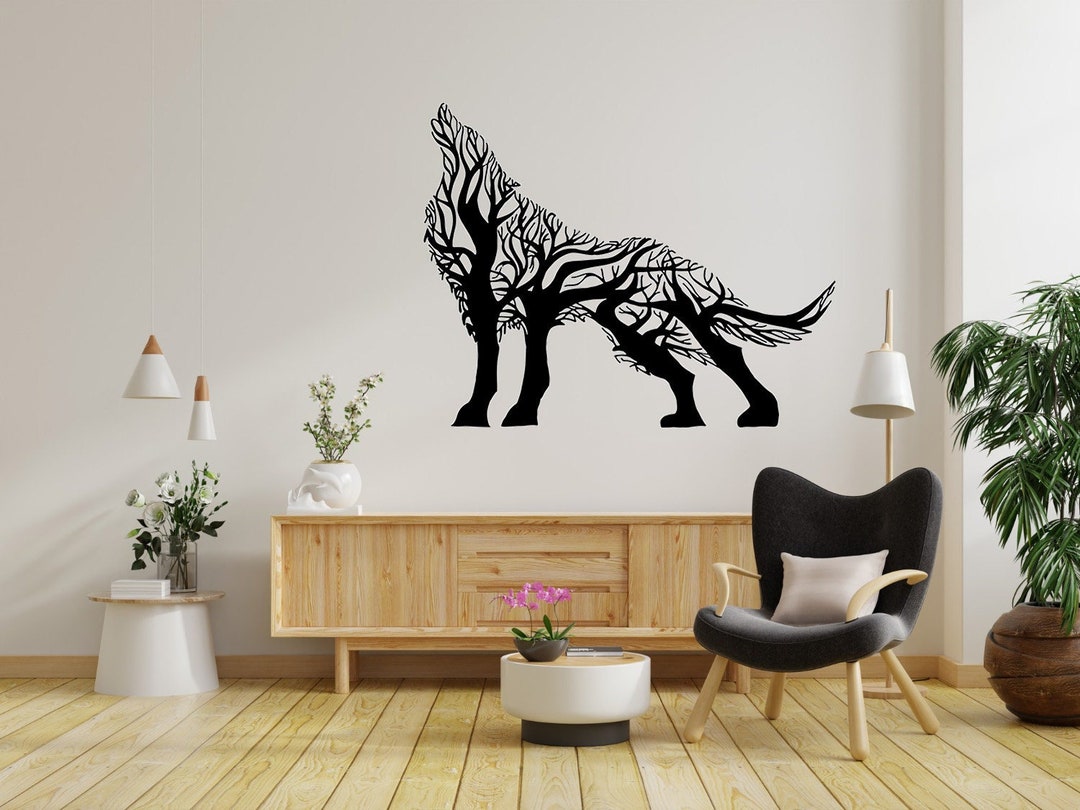 Wolf Dxf, Wolf and Tree Svg, Howling Wolf Dxf, Wolf Art, Svg, Eps, Png ...