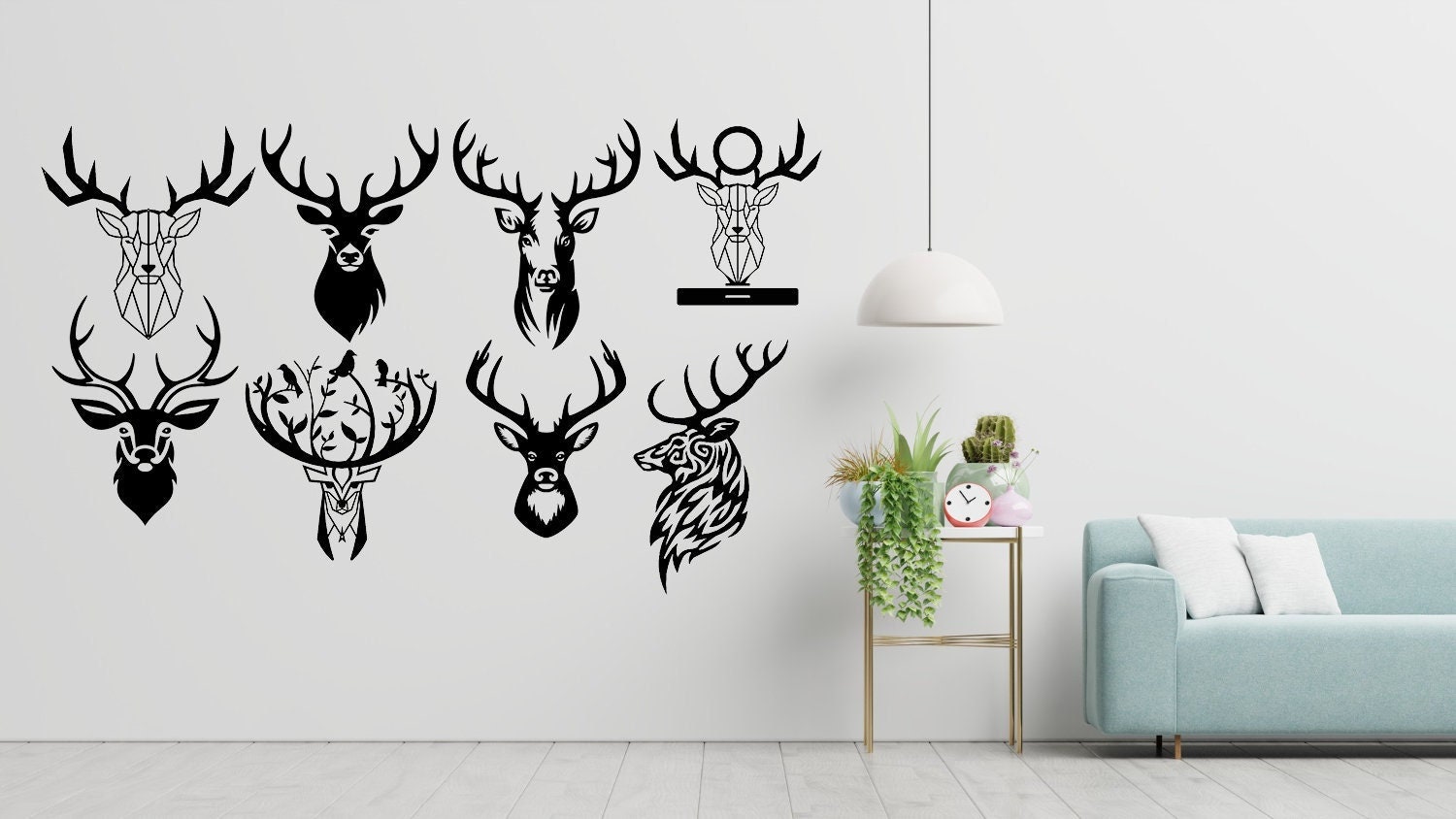 Deer Head Dxf, Deer Wall Art, Silhouette Deer, Dxf, Svg, Eps, Png Files ...