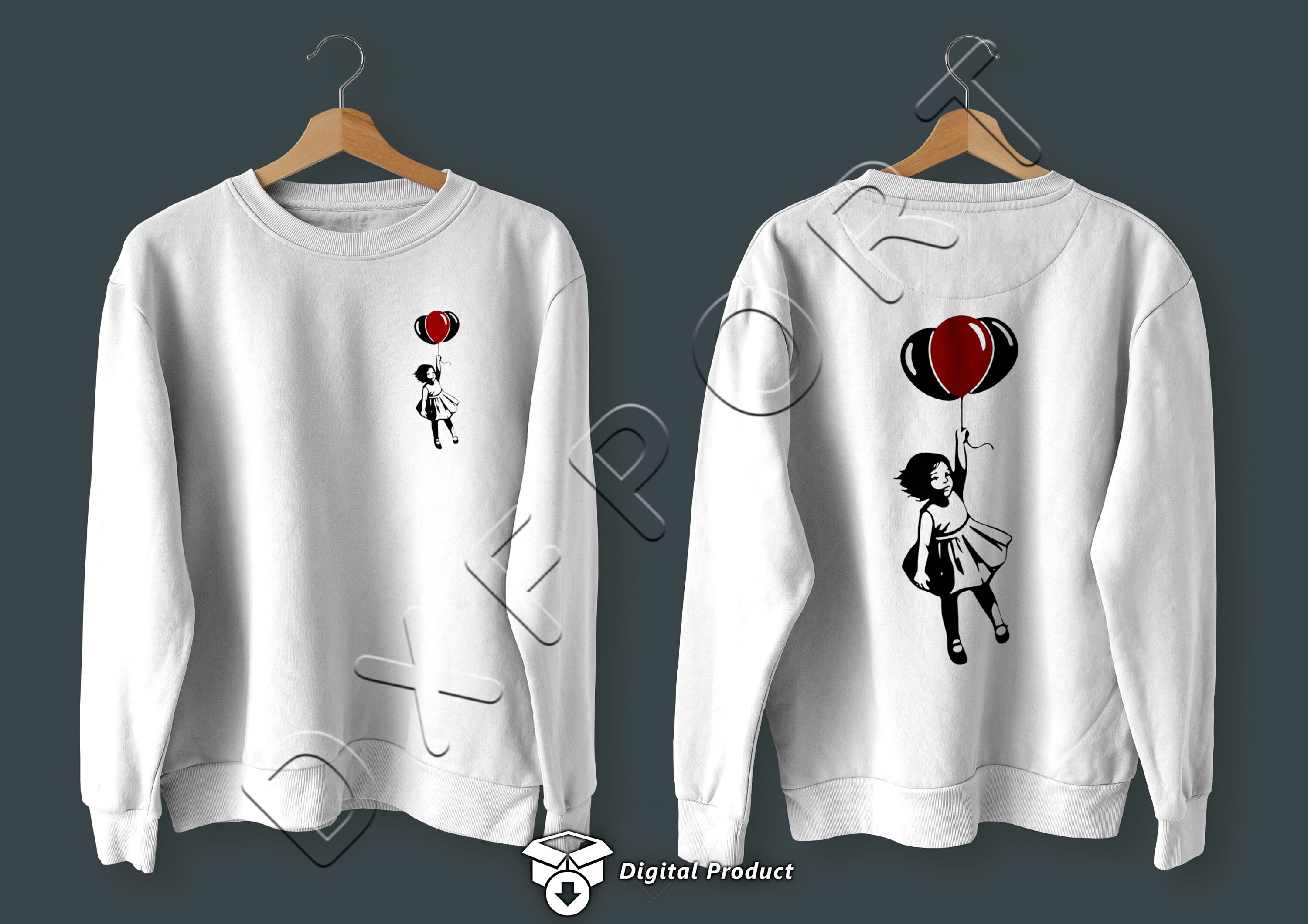 Girl With Balloons Dxf File, Balloons, Child Flying on Balloons Dxf ...