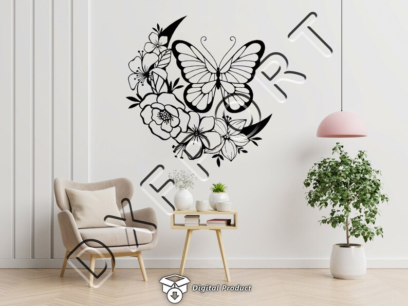 Mariposa con flores Dxf File, Butterfly Svg, Butterfly Dxf, Animal dxf ...