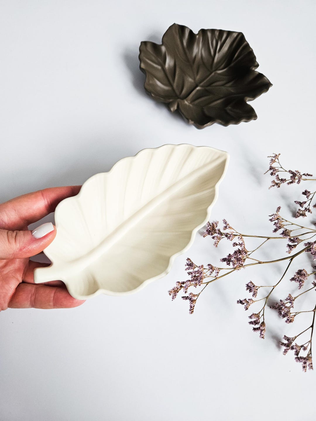 Sweet Chestnut Leaf Trinket Dish | Handmade Jesmonite Jewellery Tray ...
