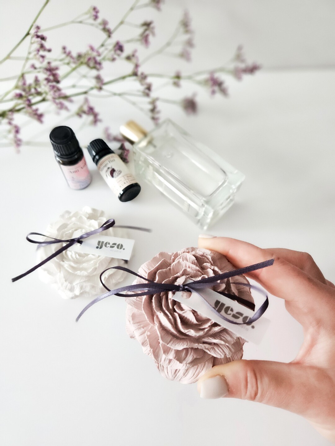 Peony Flower Essential Oil Diffuser| Handcrafted Jesmonite Passive ...