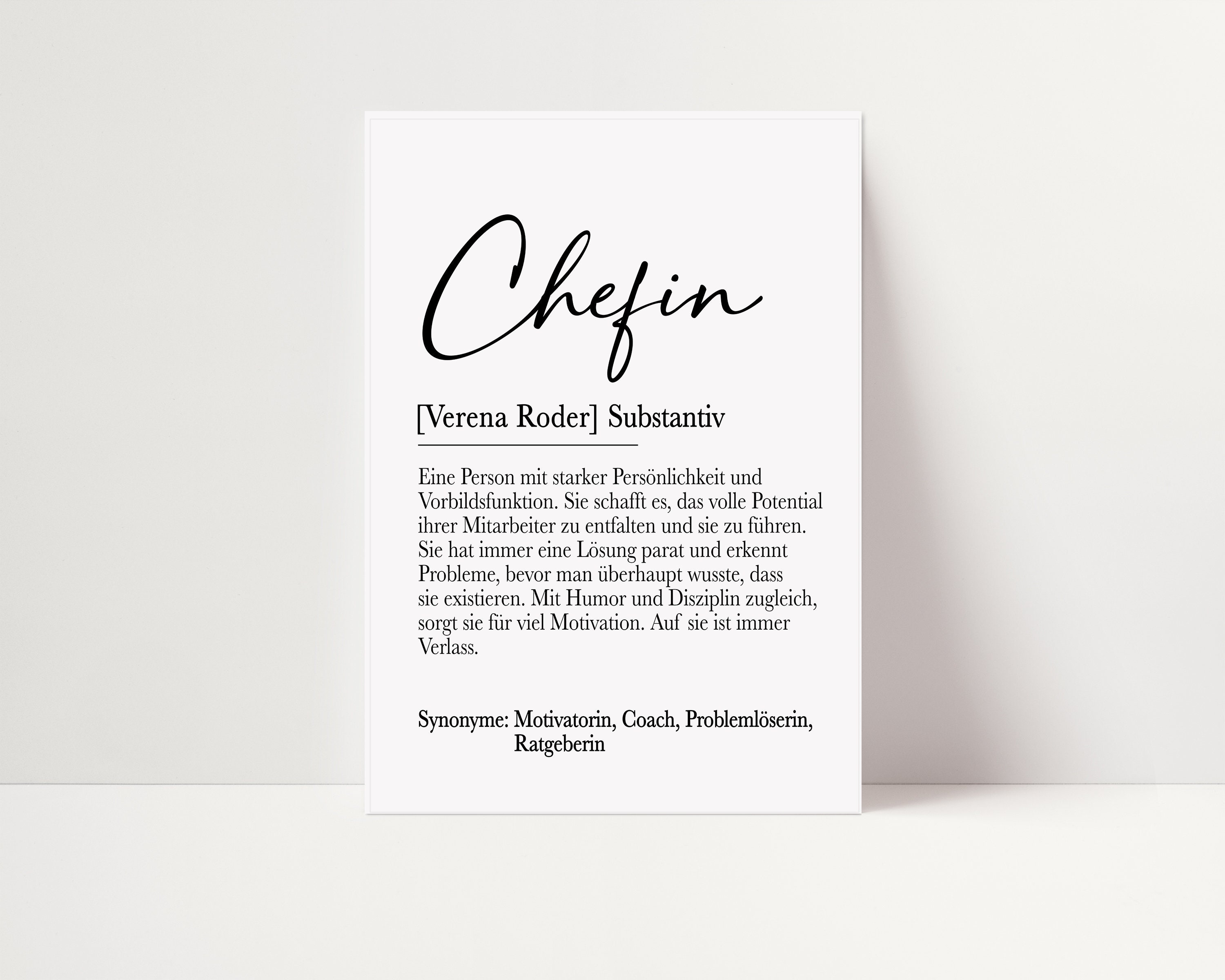 Definition CHEFIN Poster personalisiertes Bild Chefin Geschenk zum ...