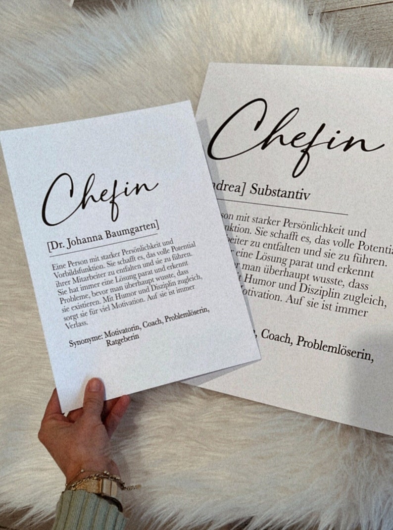 Definition CHEFIN Poster personalisiertes Bild Chefin Geschenk zum ...
