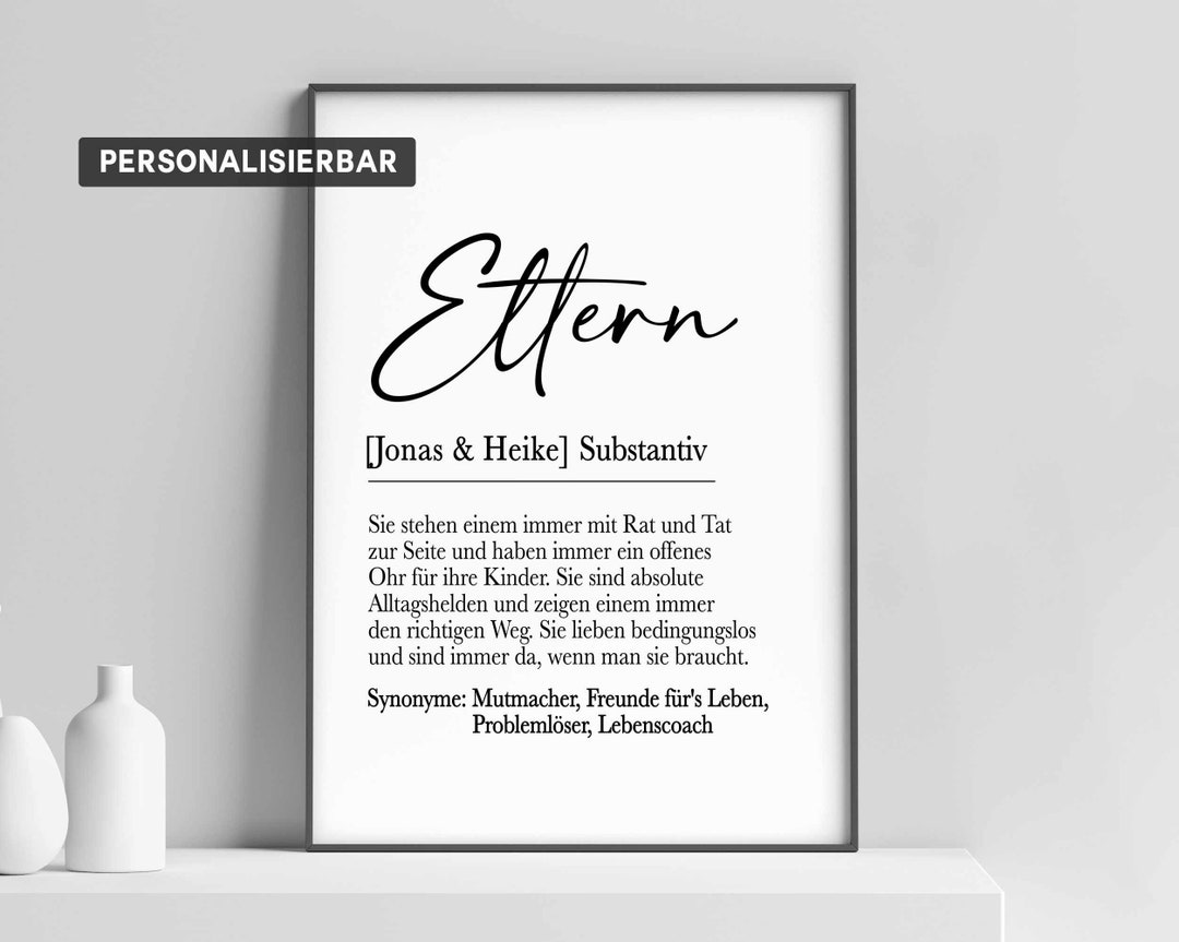 Definition PARENTS Posters Personalized Picture Parents Mother's Day ...