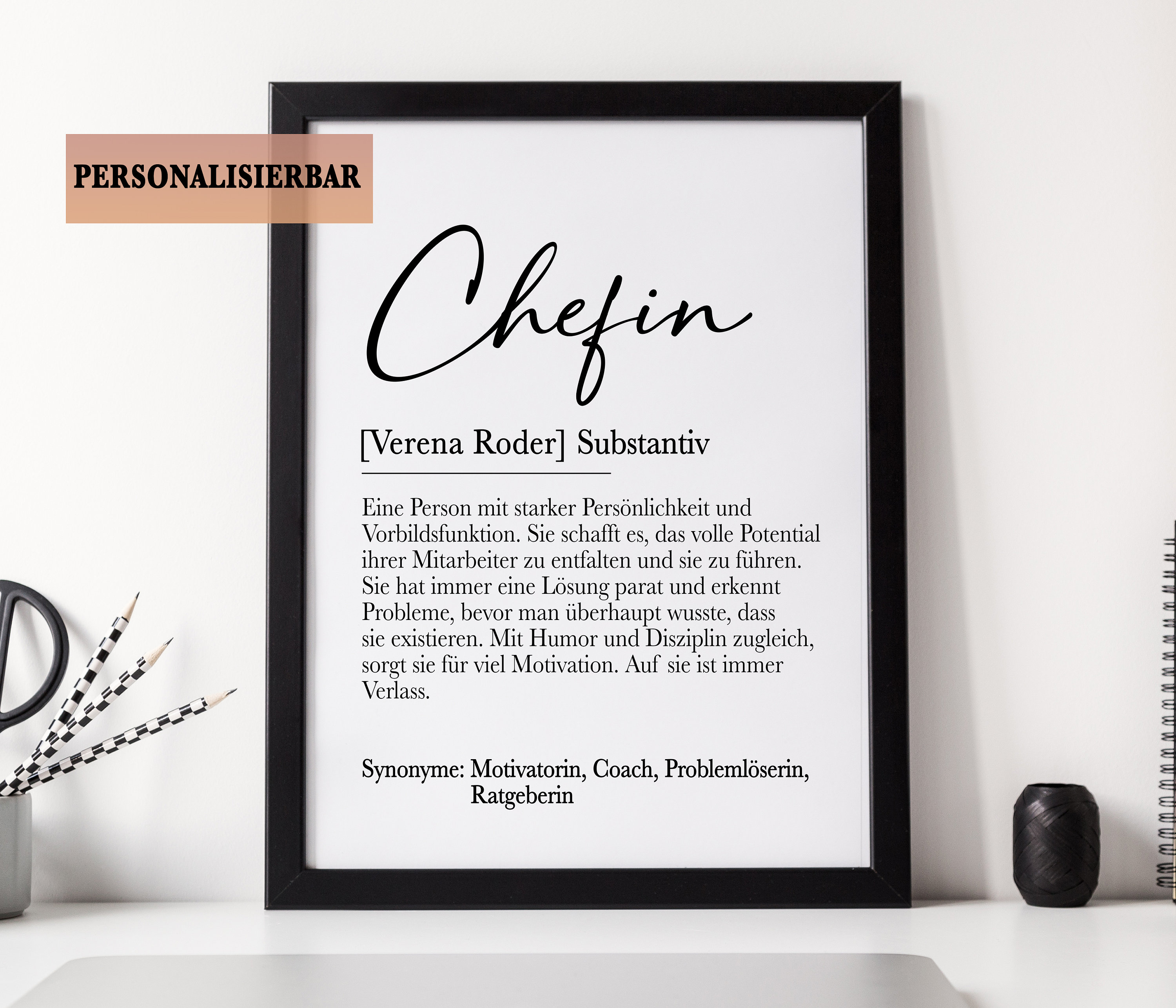 Definition CHEFIN Poster personalisiertes Bild Chefin Geschenk zum ...