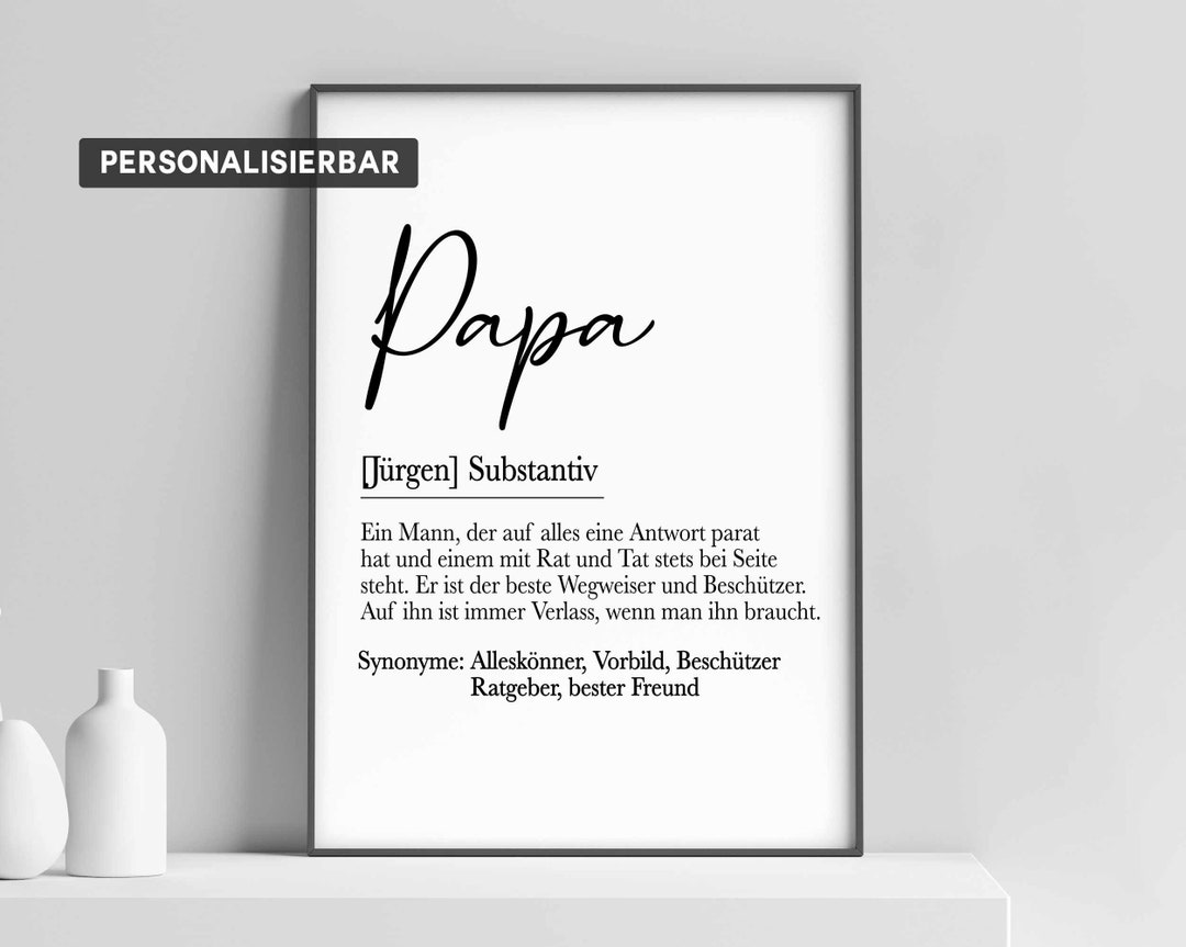 Definition PAPA | Poster | personalisiertes Bild Papa | Geschenk zum ...