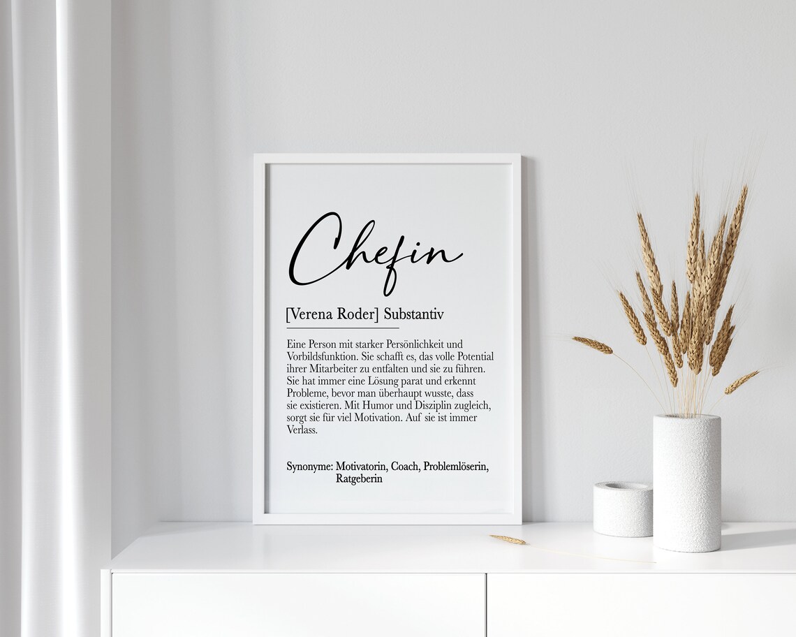 Definition CHEFIN Poster personalisiertes Bild Chefin - Etsy