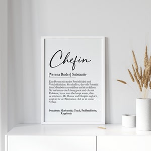 Definition CHEFIN Poster personalisiertes Bild Chefin Geschenk zum ...