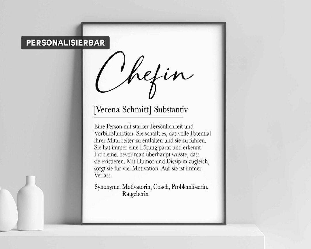 Definition CHEFIN | Poster | personalisiertes Bild Chefin | Geschenk ...