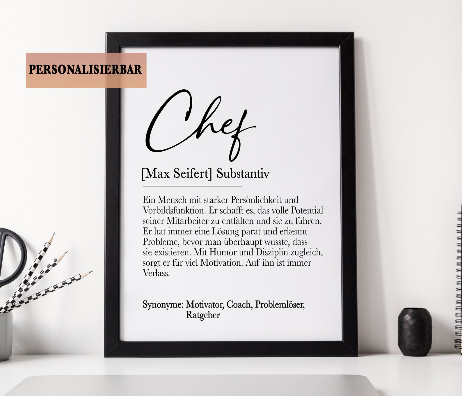 Definition CHEF | Poster | personalisiertes Bild Chef | Geschenk zum ...