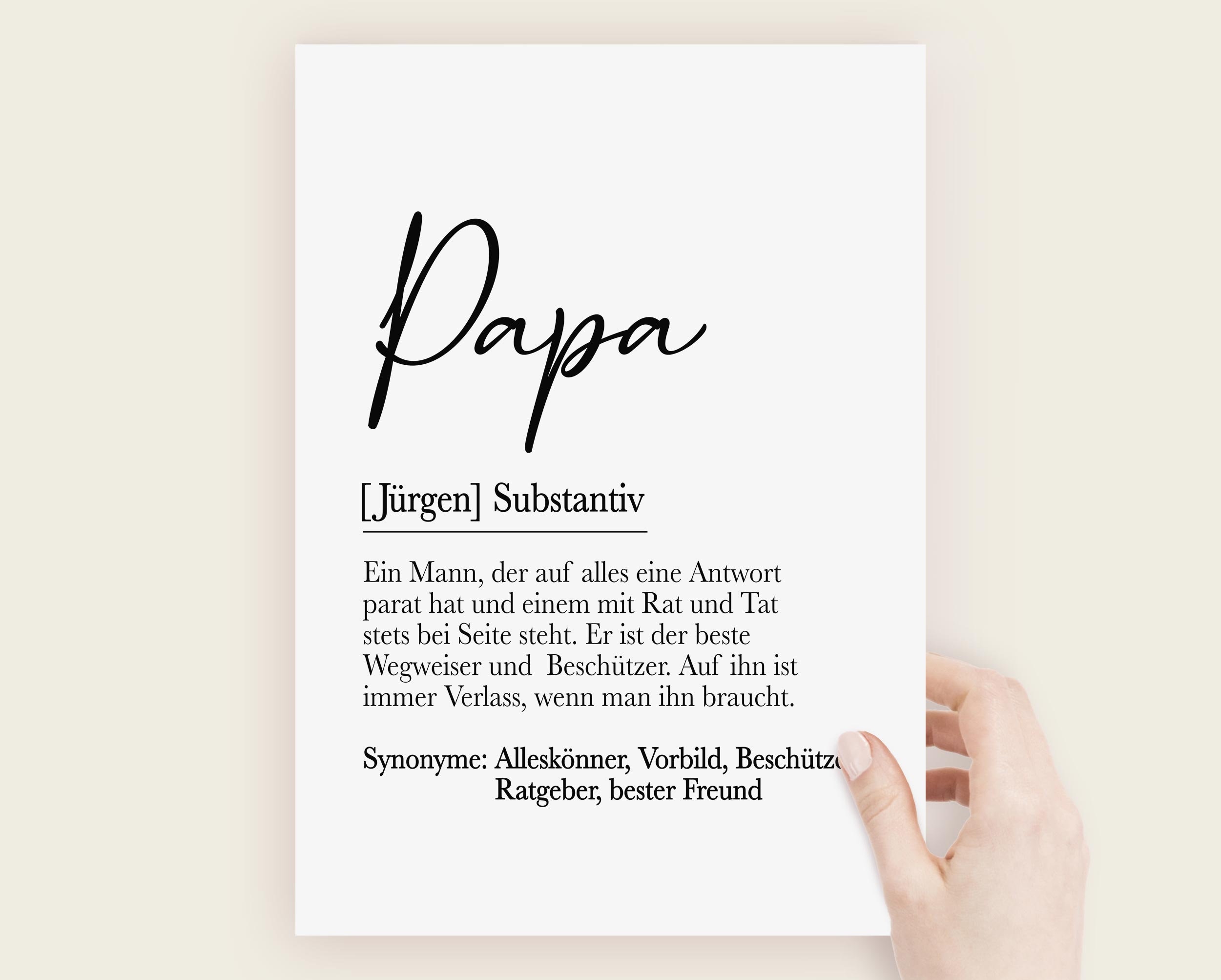 Definition PAPA | Poster | personalisiertes Bild Papa | Geschenk zum ...