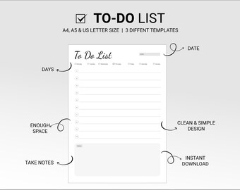 To Do List Printable PDF Editable Letter & A4 - Etsy