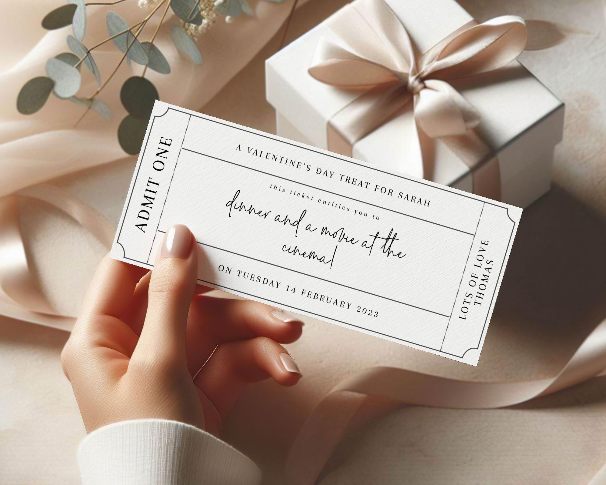 Editable Gift Ticket Template: Birthday, Date Night Voucher (digital ...