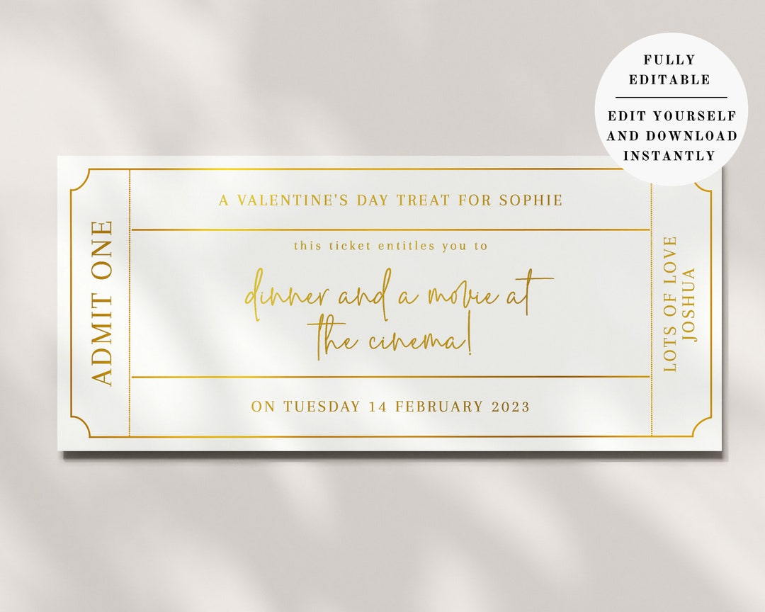 Editable Gift Ticket Print at Home Birthday Voucher Date - Etsy