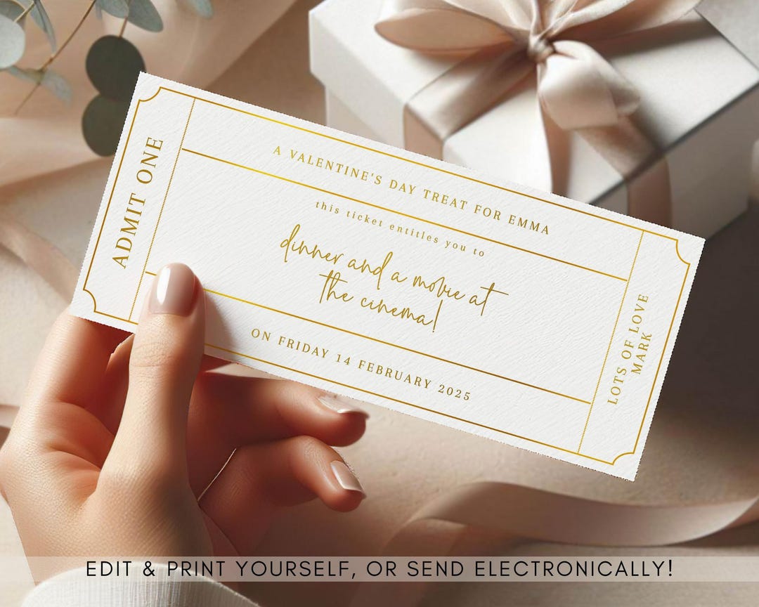 Editable Gift Ticket Template: Printable Birthday Voucher (7x3’’) - Etsy