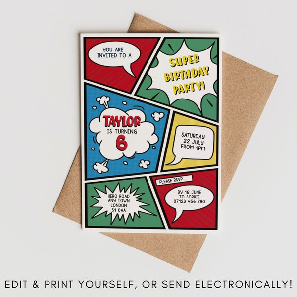 Editable Comic Strip Invitation - Etsy