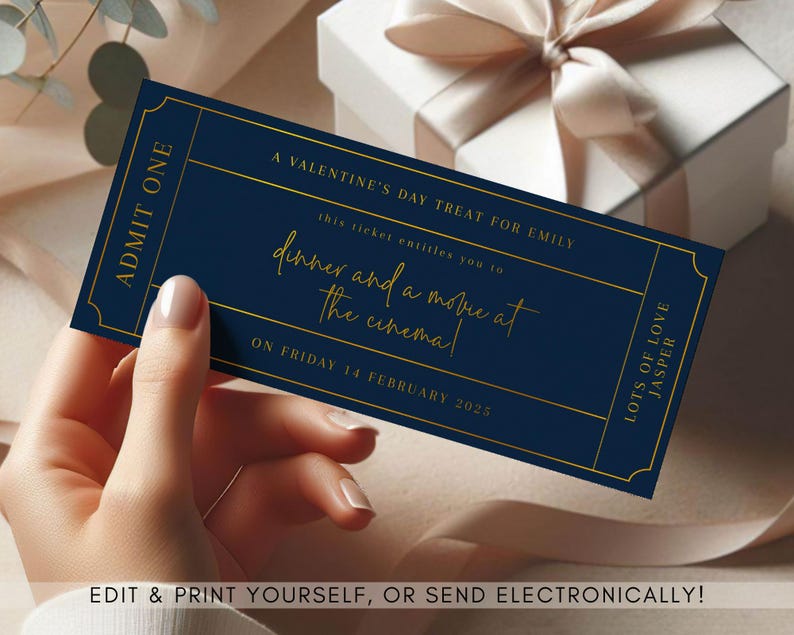Editable Gift Ticket Template: Birthday, Date Night Voucher (digital ...