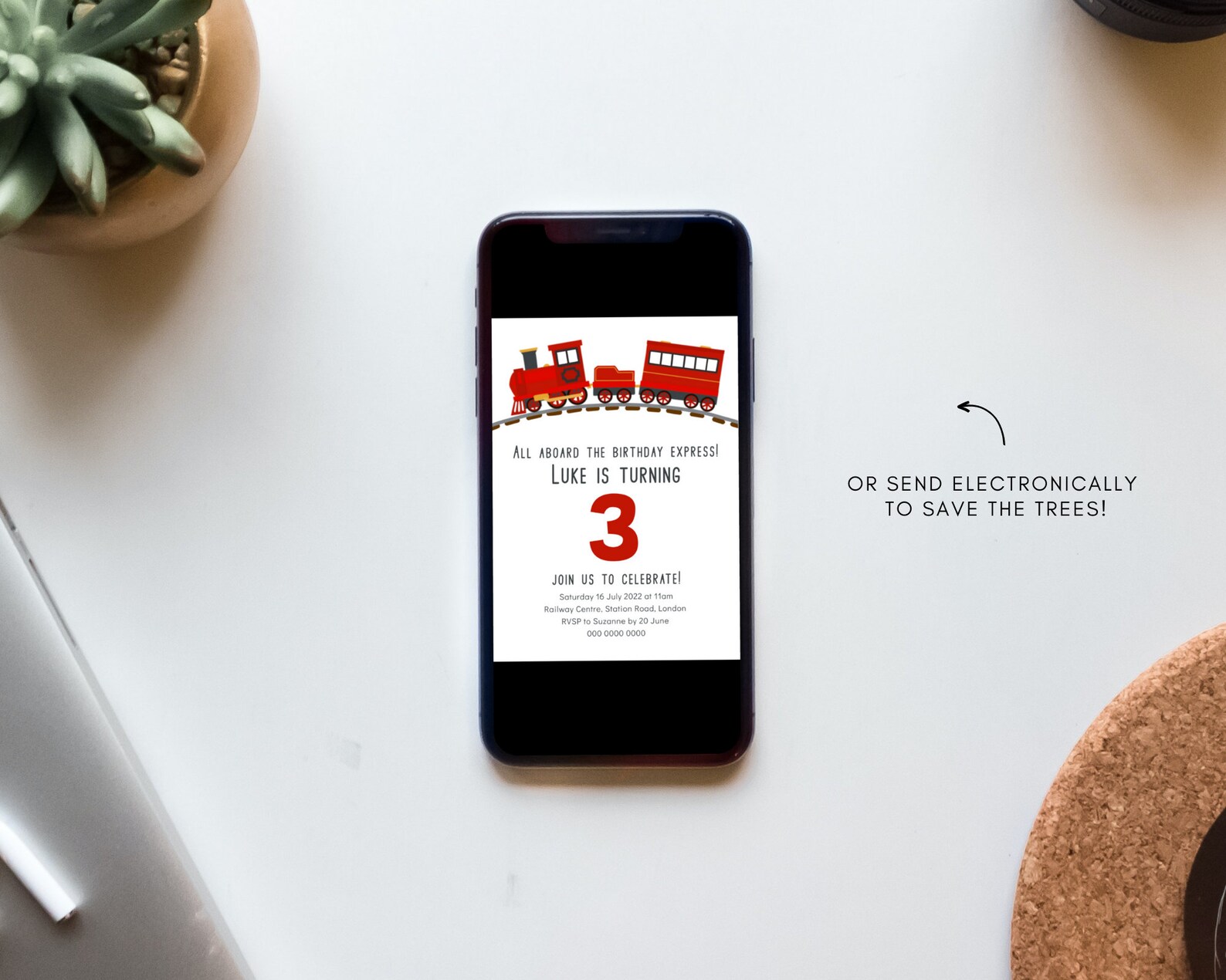 Steam Train Invite Red Train Birthday Party Edit Yourself Instant ...