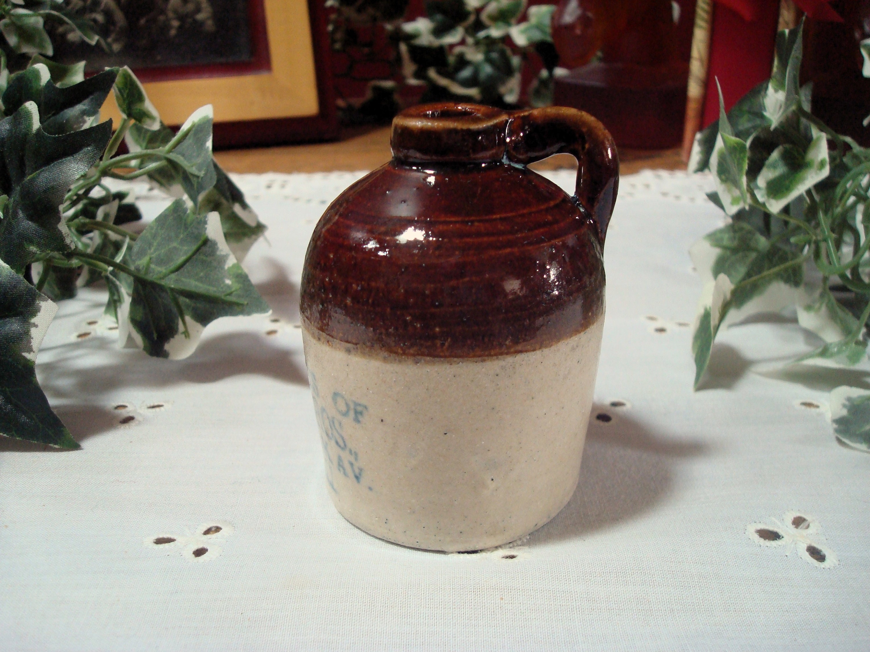 Vintage Antique Rare Stoneware One-eighth Pint Fancy Mini Jug With ...