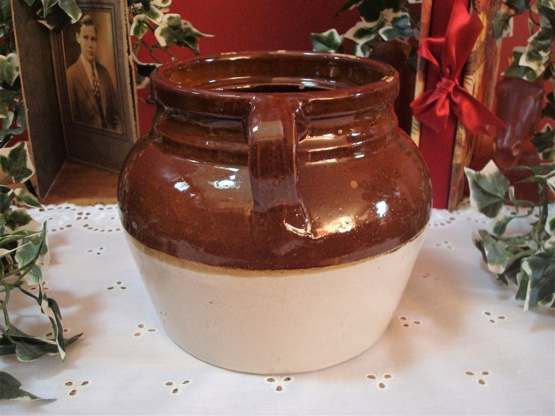 Vintage Red Wing Brown and White Bean Pot With Wisconsin Advertising ...