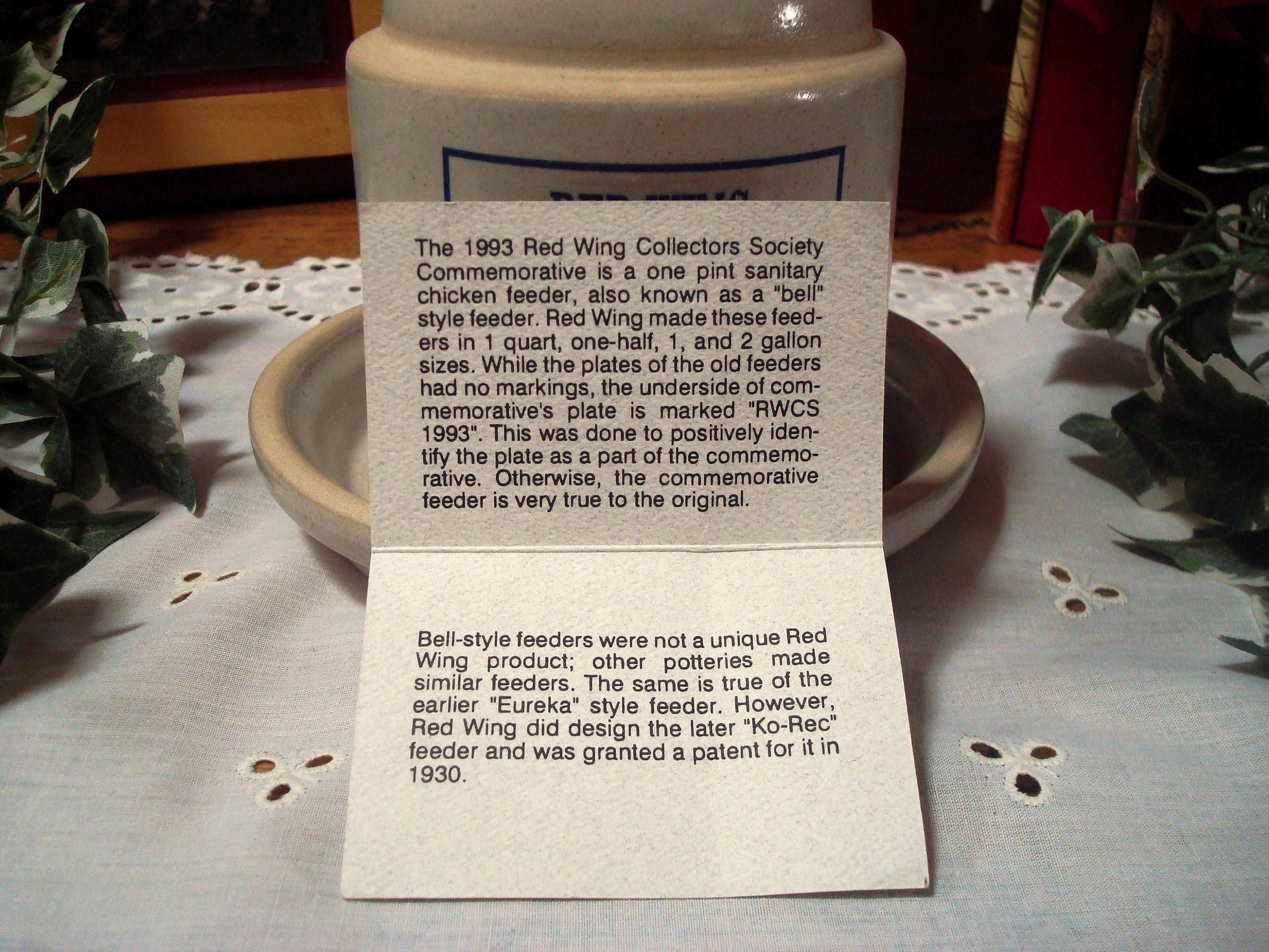 Vintage Red Wing Collector's Society Commemorative Miniature Chicken ...