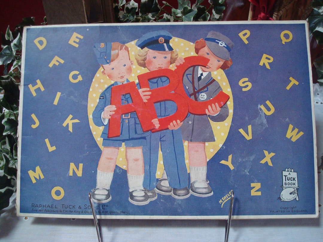 Vintage ABC Children's Book With Color Illustrations of WWII Themed ...