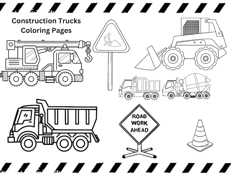 Construction Truck Coloring Pages - Etsy