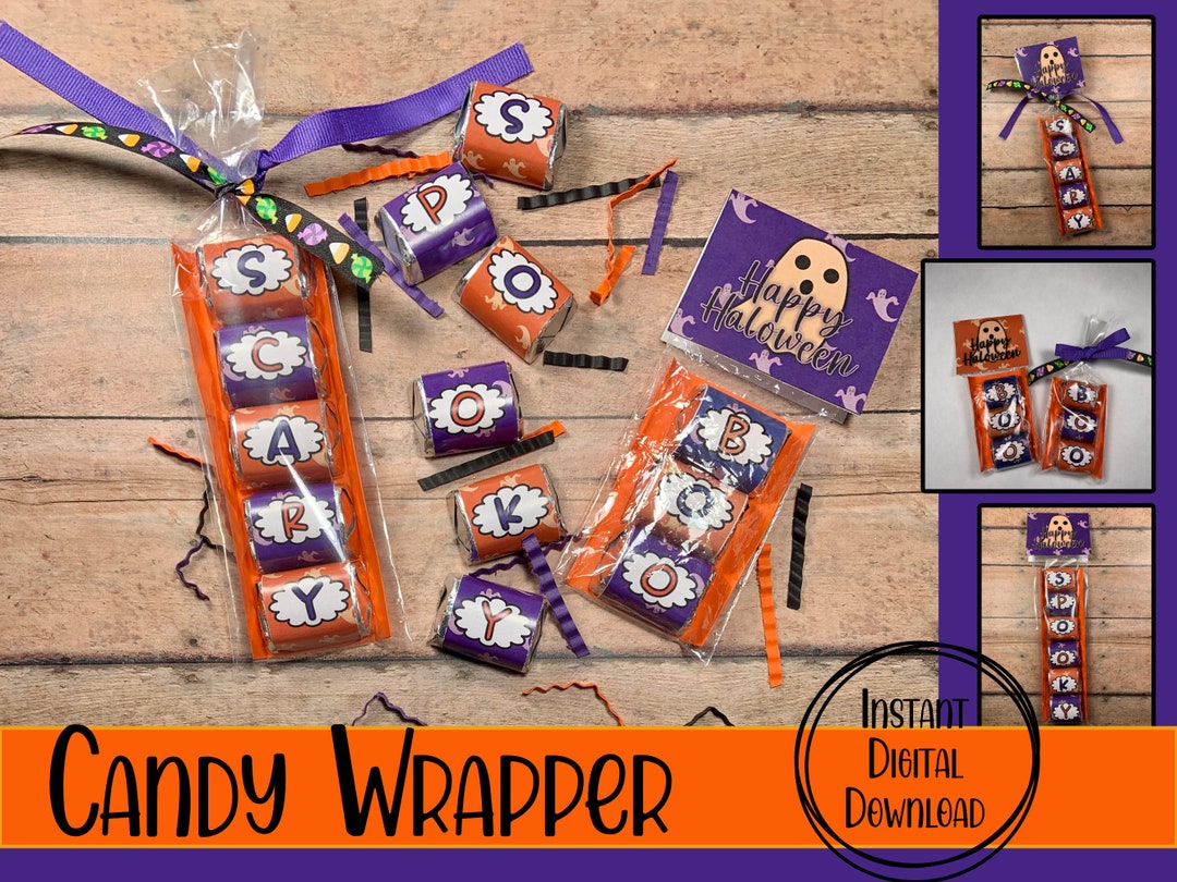 Set, Halloween Chocolate Bar Wrappers, Halloween Candy Wrap, Halloween ...