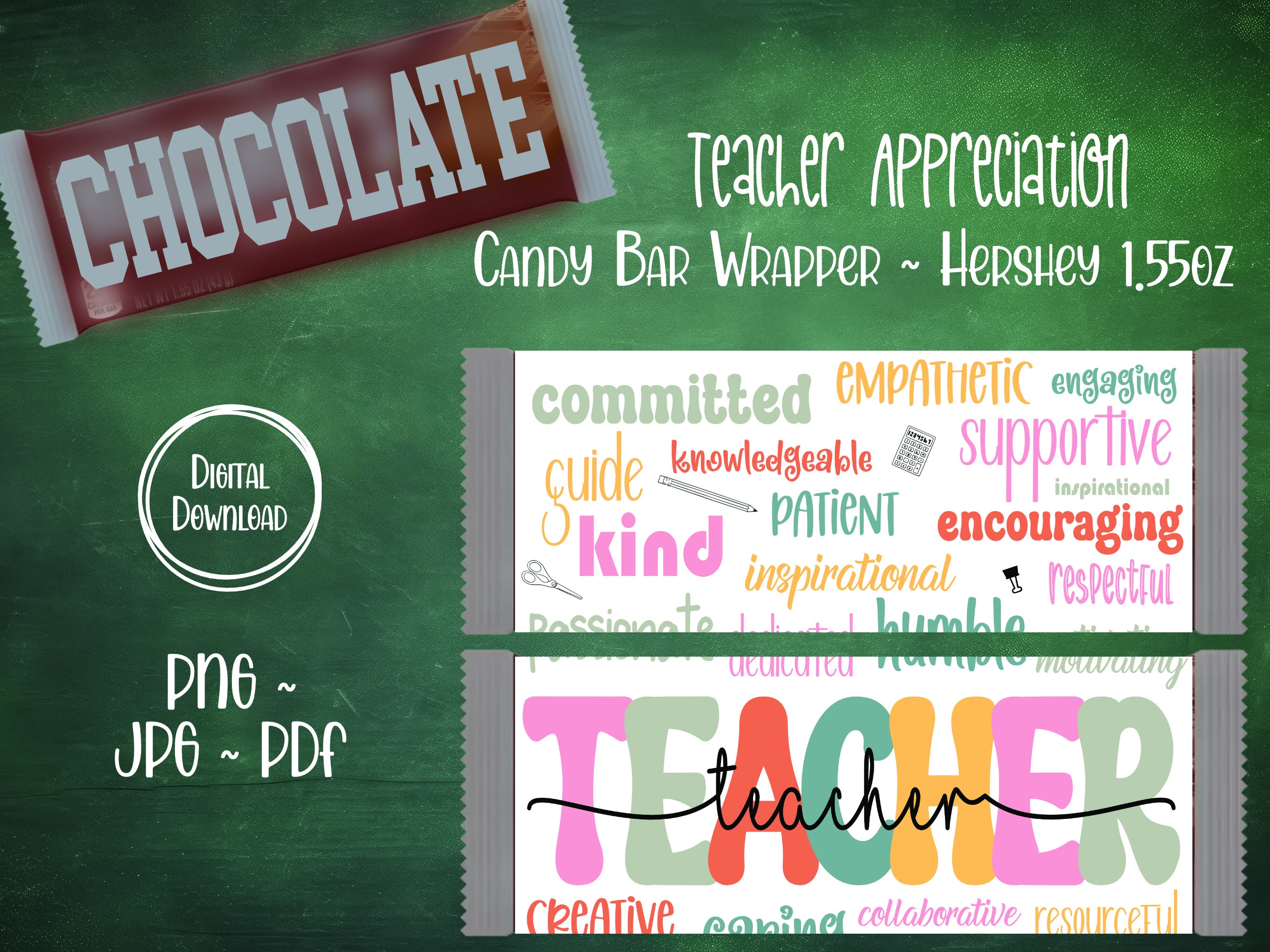 Teacher Thank You Gift, Chocolate Candy Bar Wrapper, Teacher ...
