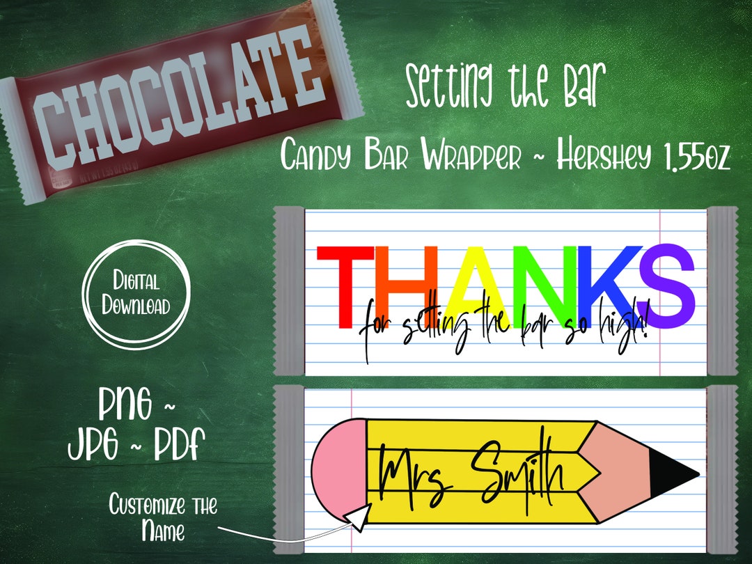 Editable, Teacher Thank You Gift, Chocolate Candy Bar Wrapper, Teacher ...