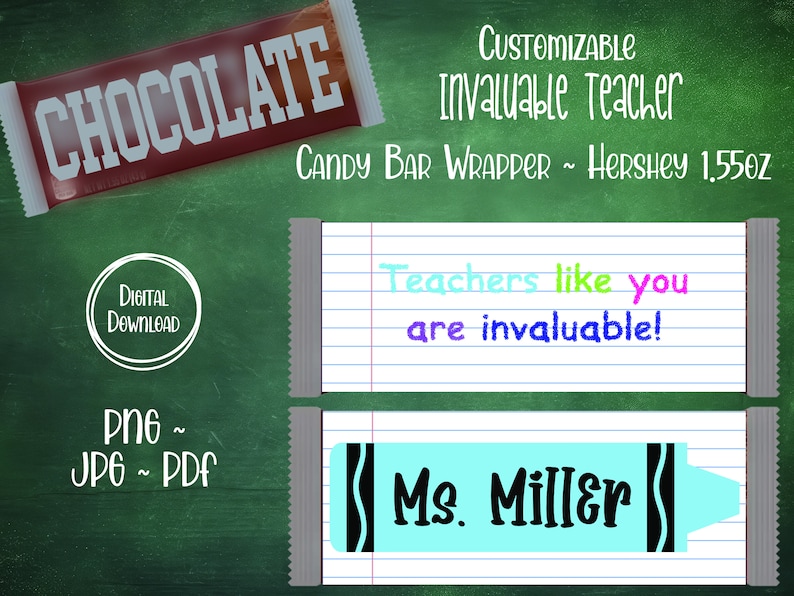 Editable, Teacher Thank You Gift, Chocolate Candy Bar Wrapper, Teacher ...